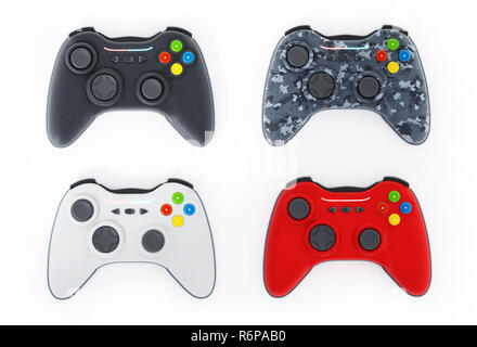 Generic game controllers isolated on white background. 3D illustration ...