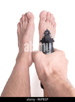 Man aiming a gun at himself Stock Photo - Alamy