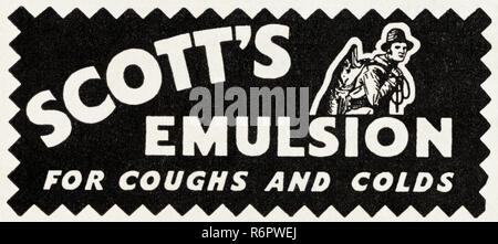 Advertisement for Scott's Emulsion cough medicine. Dated 19th century ...