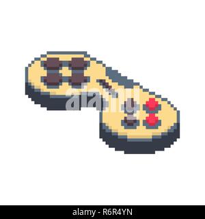 Gamepad pixel art. Joystick 8bit. Video game Old school control lever ...