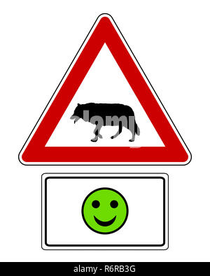 warning sign with additional sign and smiley face Stock Photo - Alamy