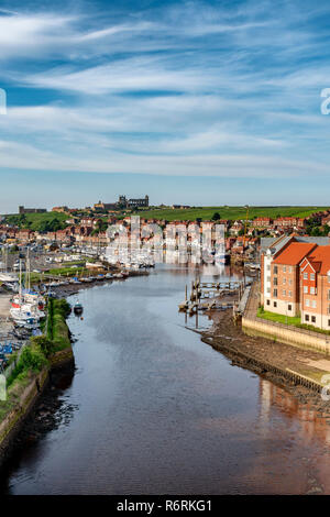 Whitby harbour from the new bridge Stock Photo - Alamy
