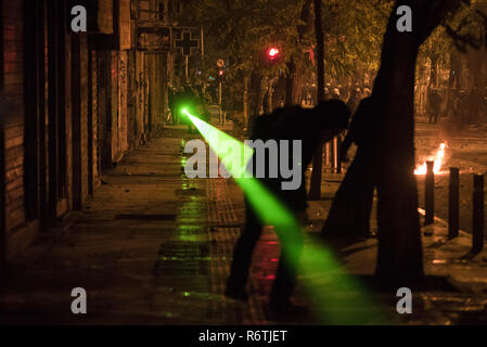 December 6, 2018 - Athens, Greece - A fire is seen after protesters ...