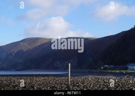 Countisbury Hill on a Fine Winters Afternoon from Lynmouth Foreshore ...