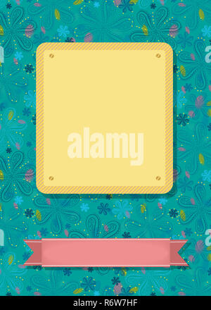 Floral greeting card with banners for custom text Stock Photo - Alamy