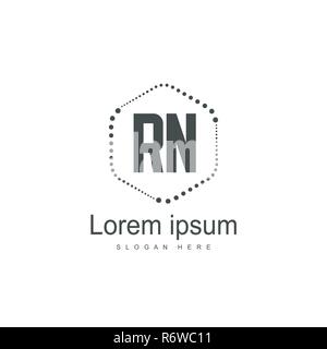 Initial RN logo template with modern frame. Minimalist RN letter logo ...