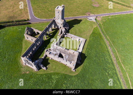 aerial view of Ardfert Abbey Friary ruins in County Kerry, Ireland ...