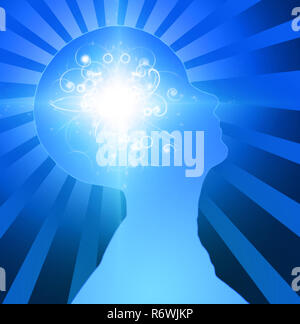 Human profile head. Brain wave concept. Design element, Head scan logo ...