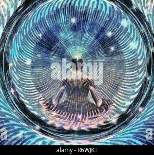 Abstract illustration of person meditating Buddha-esque Stock Photo - Alamy