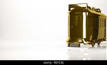 golden 3d rendering of a town tram inside a studio Stock Photo - Alamy
