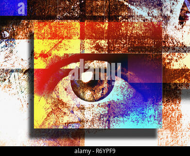 Modern digital art. Surreal urban grunge. Mixed media. 3D rendering ...