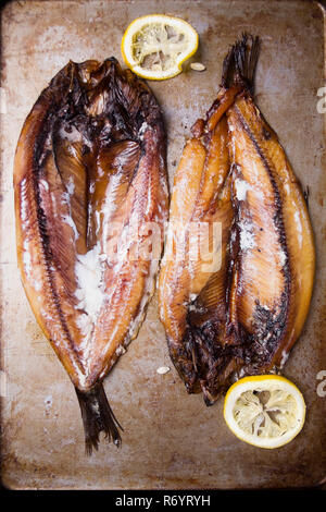 rustic smoked english kippers Stock Photo - Alamy