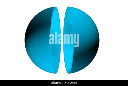 3d rendering of a hemisphere cut inside a studio on white Stock Photo ...