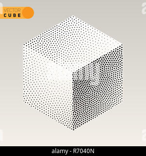 Vector Dotted Isometric Cube Shape Stippling Halftone Shading Stock ...