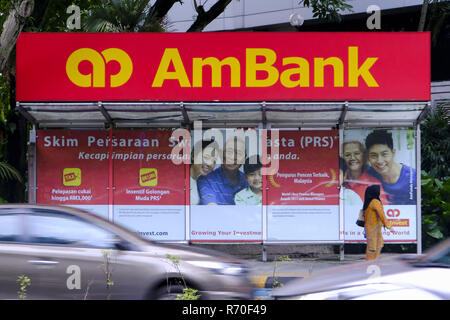 Ambank sign and logo seen in Kuala Lumpur. Brand and logo seen at Kuala ...