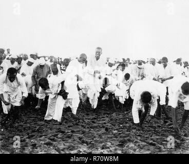 Mahatma Gandhi picking salt Dandi Gujarat india 6th April 1930 Stock ...