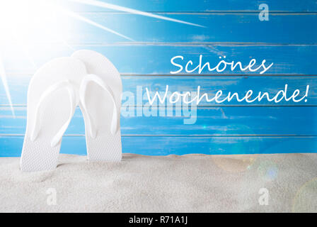 Summer Sunny Greeting Card, Wochenende Means Weekend Stock Photo - Alamy