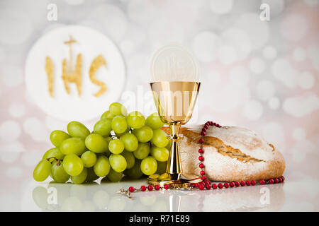 Holy communion elements on white background Stock Photo - Alamy