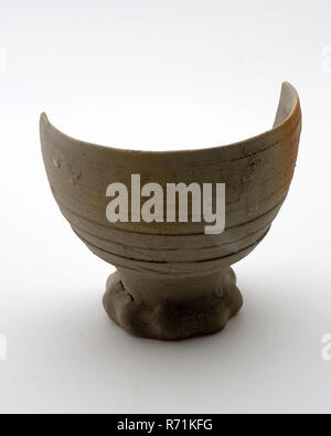 Fragment stoneware cup on pinched foot, hemisphere model on narrow foot ...