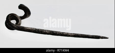 Needle of fibula or mantle pin, fibula fastener soil find bronze metal ...