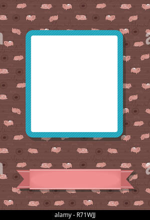 Illustration of cute cartoon blue pigs Stock Photo - Alamy