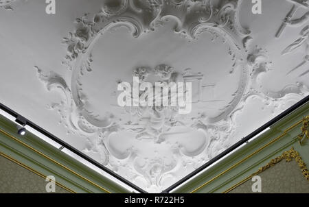 stucwerker: Pietro Castoldi (1729 - 1794), Stucco ceiling, rectangular ...