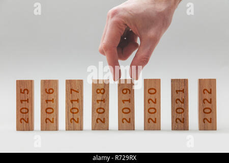 2019 new year ideas and goals concept. Hand placing wooden block Stock ...
