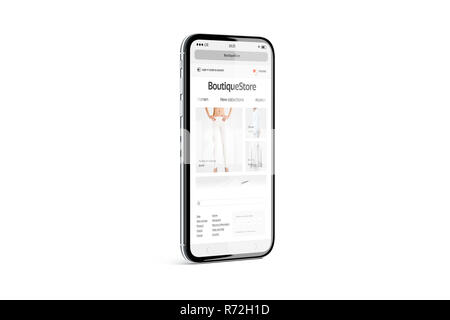Blank white web store template mock up isolated, 3d rendering. Clear ...