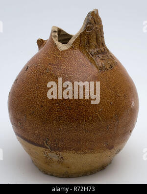 Brown Bartmann jug, also called Bellarmine jug, jug with beard mask ...