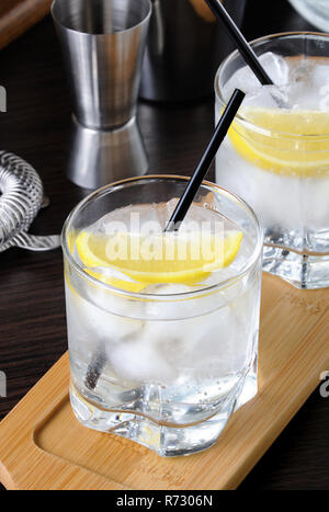 Fresh summer cocktail or mocktail with lemon and lavender, a cold ...