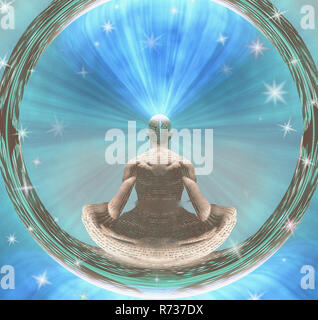 Abstract illustration of person meditating Buddha-esque Stock Photo - Alamy