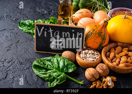 Assortment food sources of vitamin E Stock Photo - Alamy