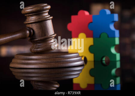 Puzzle, Court gavel,Law theme, mallet of judge Stock Photo - Alamy