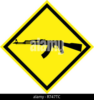 Warning sign with rifle symbol Stock Photo - Alamy