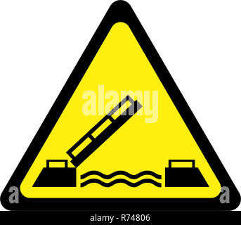 Warning sign with drawbridge symbol Stock Photo - Alamy