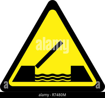 Yellow warning sign with drawbridge symbol Stock Photo - Alamy