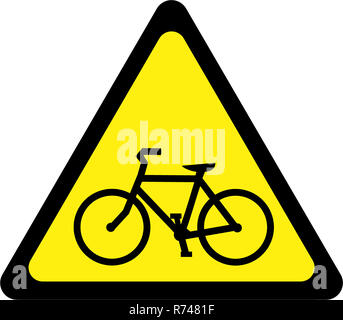 Warning sign with bicycle symbol Stock Photo - Alamy