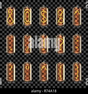 Neon light digit alphabet percent mark sign font. Neon tube letter glow ...