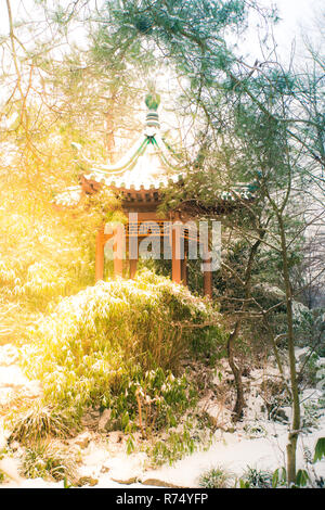 Pavilion with snow in Winter Season Stock Photo - Alamy