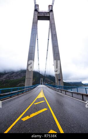 bridge over Lysefjord at the overcast weather, Norway Stock Photo - Alamy