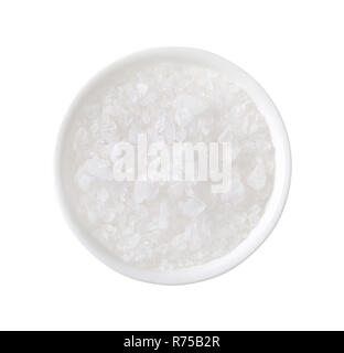bowl of coarse grained salt isolated on white background Stock Photo ...