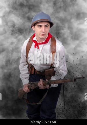 1940s Portrait of Young French Man wearing 1940s Clothes and Reading a ...
