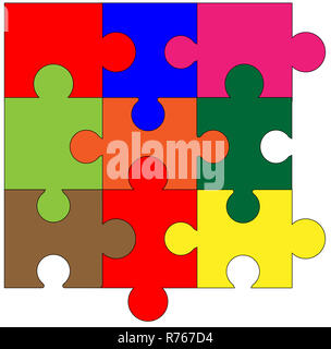 Set of jigsaw puzzle pieces in different colors Stock Photo - Alamy