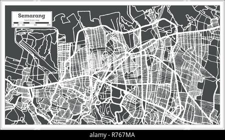 Map of Semarang city. Urban black and white poster. Road map image with ...
