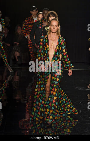 NEW YORK, NY - December 02, 2018: Anna Ewers walks the runway at the ...