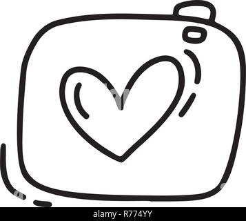 Love camera line icon, valentines day and romantic, photography sign ...