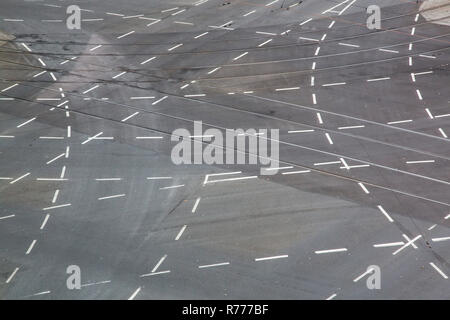 Large road junction, road markings for various turning lanes, Rotterdam ...