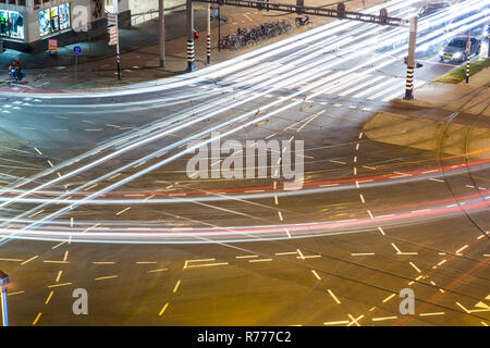 Large road junction, road markings for various turning lanes, Rotterdam ...