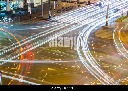 Large road junction, road markings for various turning lanes, Rotterdam ...