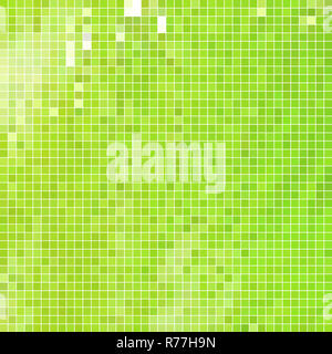 Abstract bright green square pixel tile mosaic wall background and ...